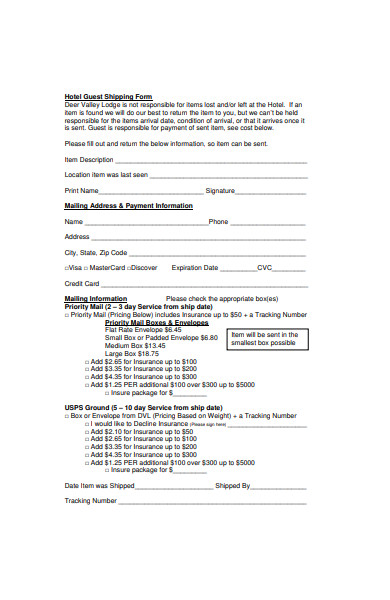 FREE 41+ Shipping Form Samples, PDF, MS Word, Google Docs, Excel