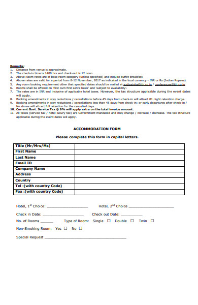 FREE 38+ Hotel Booking Form Samples, PDF, MS Word, Google Docs