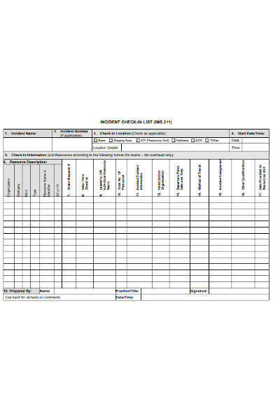 FREE 50+ Check-In Forms in PDF | MS Word