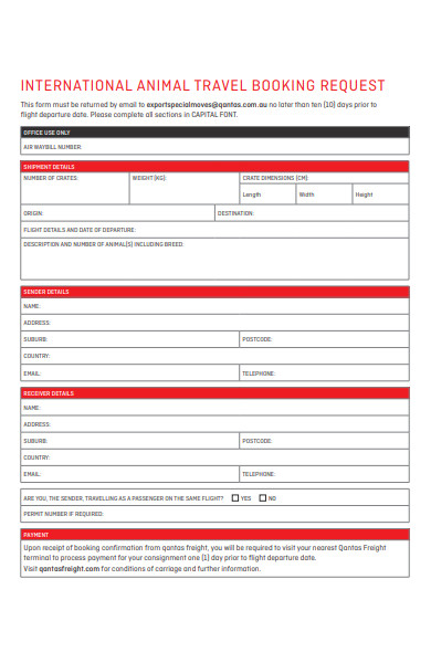 FREE 42+ Travel Booking Form Samples, PDF, MS Word, Google Docs