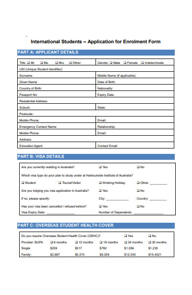 FREE 34+ Enrolment Form Samples, PDF, MS Word, Google Docs