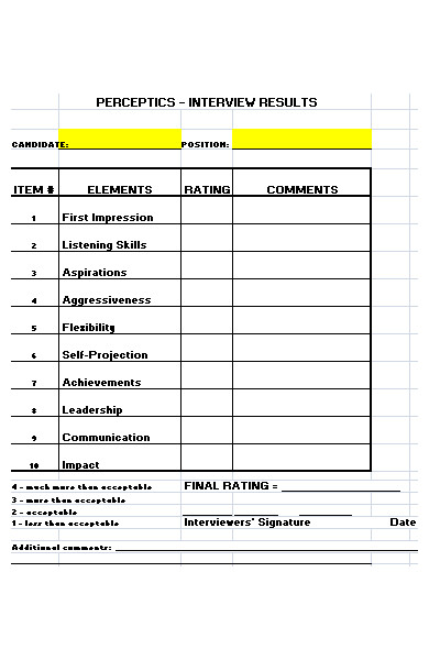 FREE 52 Interview Forms In PDF MS Word XLS