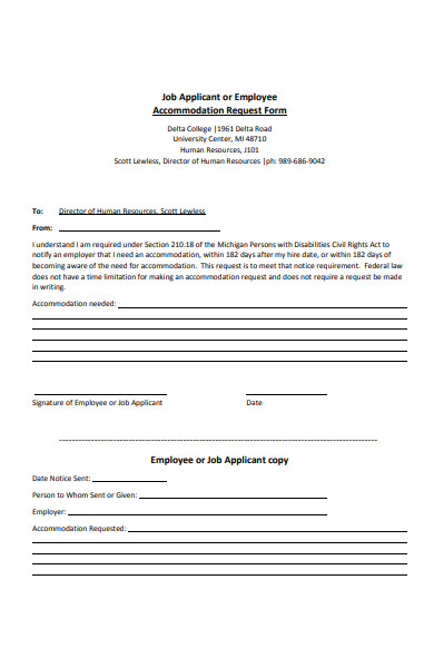 FREE 38+ Accommodation Request Form Samples, PDF, MS Word, Google Docs ...