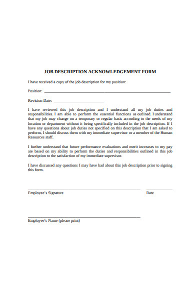 FREE 56+ Acknowledgement Form Samples, PDF, MS Word, Google Docs, Excel