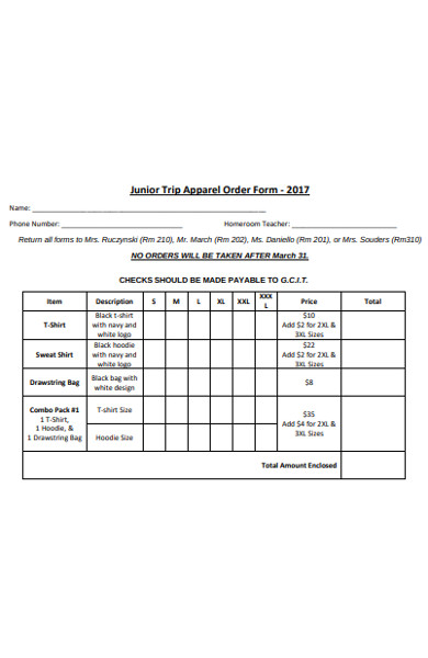 FREE 52+ Apparel Order Forms in PDF | Ms Word | XLS