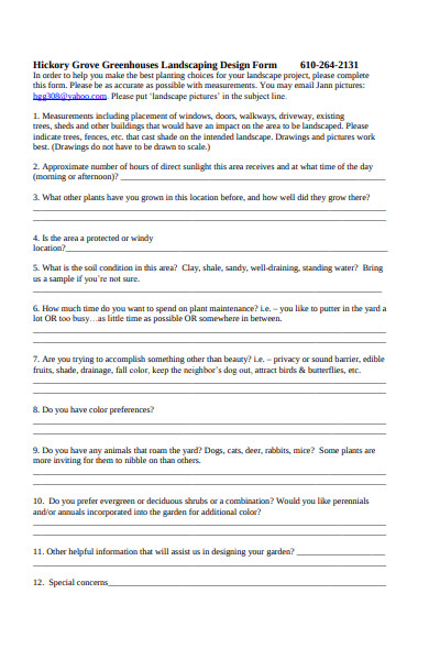 FREE 19+ Landscaping Forms in PDF | MS Word