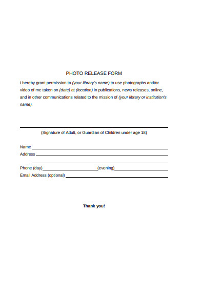 Photo Release Form Word
