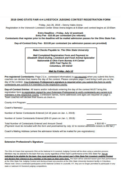FREE 56+ Contest Registration Form Samples, PDF, MS Word, Google Docs ...