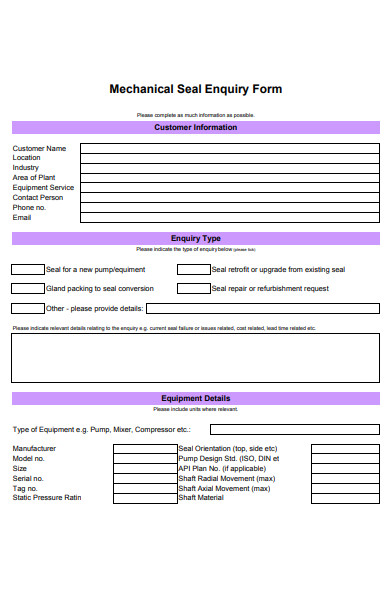 FREE 54+ Enquiry Form Samples, PDF, MS Word, Google Docs