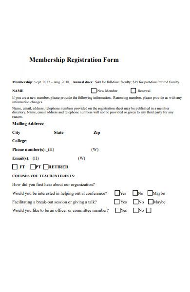 FREE 32+ Membership Registration Forms in PDF | MS Word | XLS