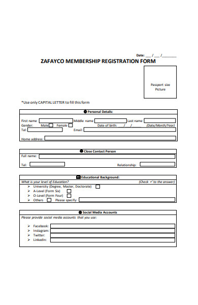 FREE 32+ Membership Registration Forms in PDF | MS Word | XLS