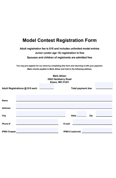 FREE 56+ Contest Registration Form Samples, PDF, MS Word, Google Docs ...