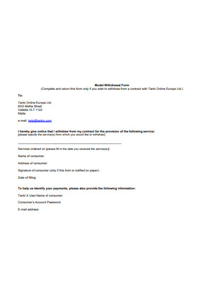 FREE 35+ Withdrawal Form Samples, PDF, MS Word, Google Docs, Excel