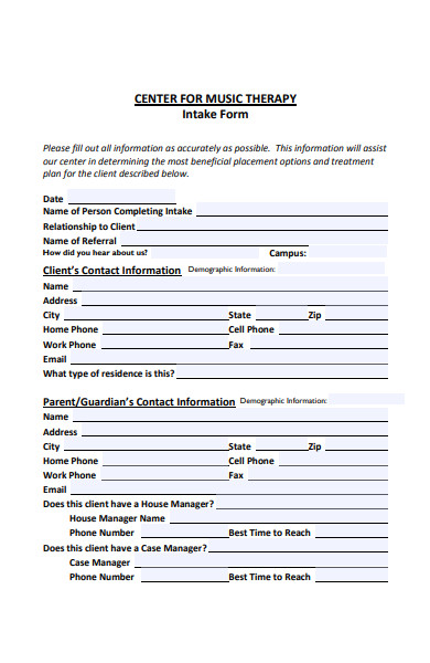 FREE 31+ Therapy Forms in PDF | MS Word | XLS