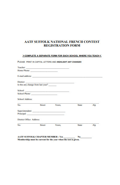 FREE 56+ Contest Registration Form Samples, PDF, MS Word, Google Docs ...