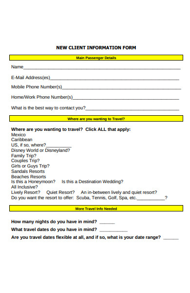 FREE 42+ Travel Booking Form Samples, PDF, MS Word, Google Docs