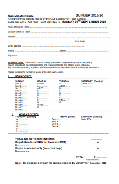 FREE 52+ Entry Forms in PDF | MS Word | Excel