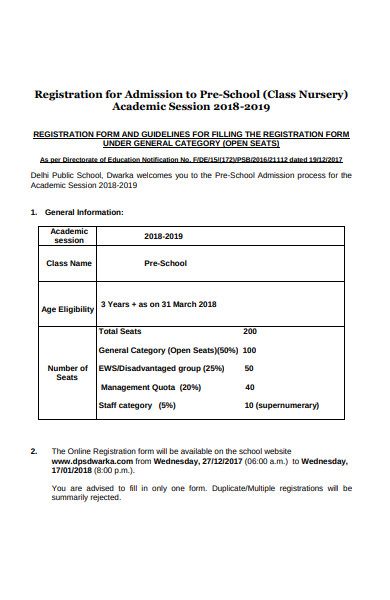 FREE 34+ Nursery Form Samples, PDF, MS Word, Google Docs