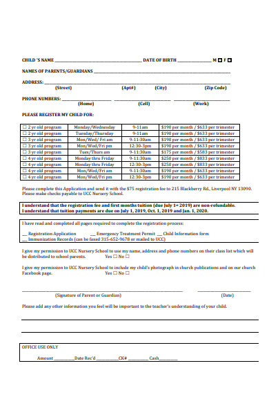 FREE 34+ Nursery Form Samples, PDF, MS Word, Google Docs