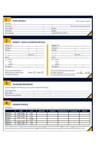 FREE 34+ Nursery Form Samples, PDF, MS Word, Google Docs