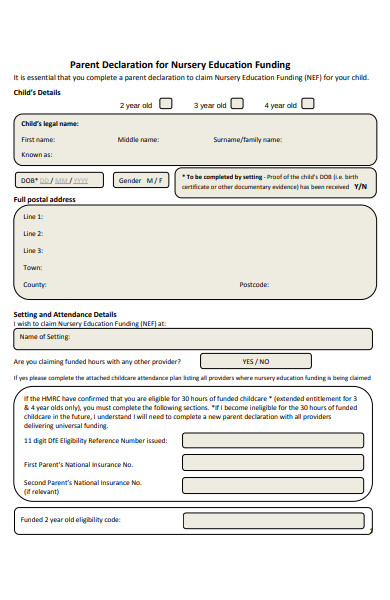FREE 34+ Nursery Form Samples, PDF, MS Word, Google Docs