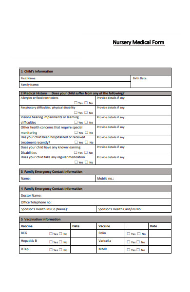 FREE 34+ Nursery Form Samples, PDF, MS Word, Google Docs