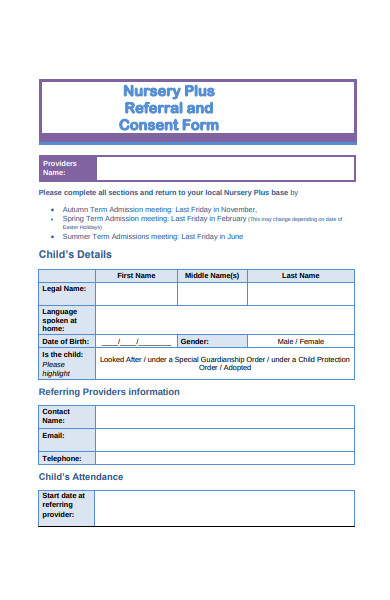 FREE 34+ Nursery Form Samples, PDF, MS Word, Google Docs
