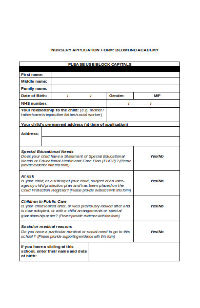 FREE 30+ Nursery Forms in PDF | MS Word