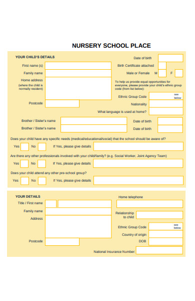 FREE 34+ Nursery Form Samples, PDF, MS Word, Google Docs