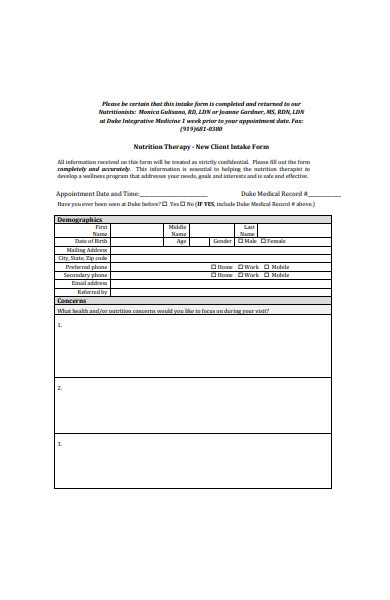 FREE 54+ Intake Forms in PDF | MS Word | XLS