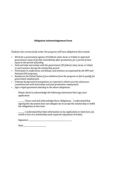 FREE 56+ Acknowledgement Form Samples, PDF, MS Word, Google Docs, Excel