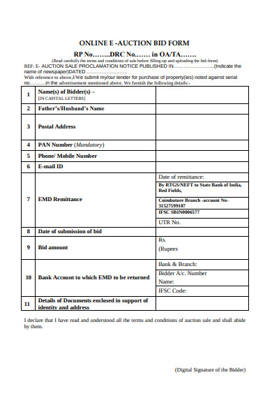 FREE 52+ Bid Forms in PDF | MS Word | XLS