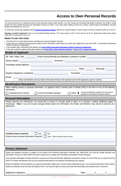 FREE 42+ Personal Forms in PDF | MS Word | Excel