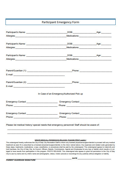 FREE 52+ Emergency Forms in PDF | MS Word | XLS