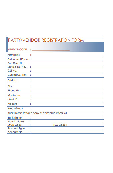 FREE 36+ Vendor Form Samples, PDF, MS Word, Google Docs, Excel