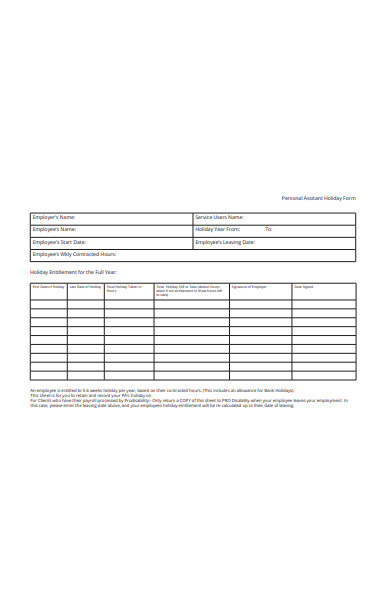 FREE 32+ Holiday Forms in PDF | MS Word