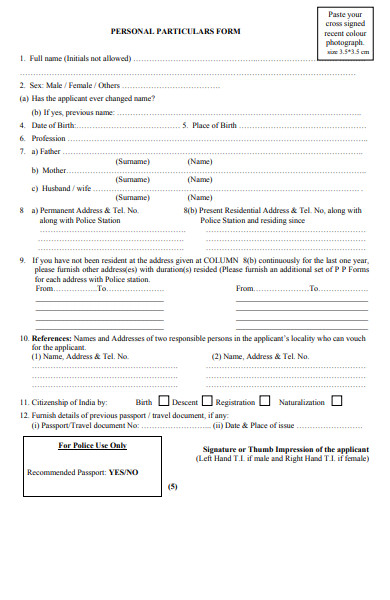 FREE 42+ Personal Forms in PDF | MS Word | Excel