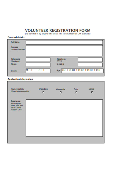 FREE 30+ Volunteer Registration Forms in PDF | MS Word