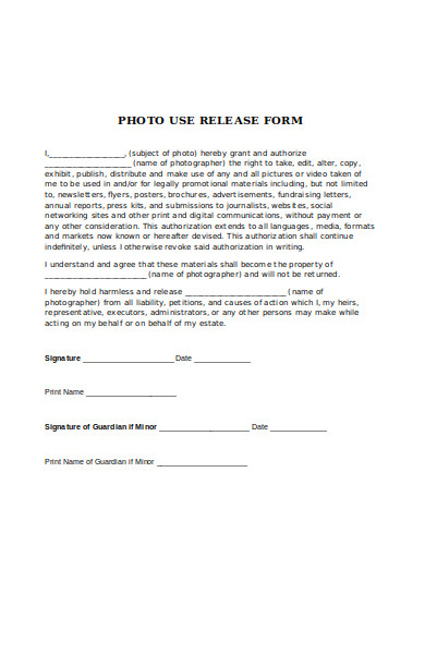 Photo Release Form Word