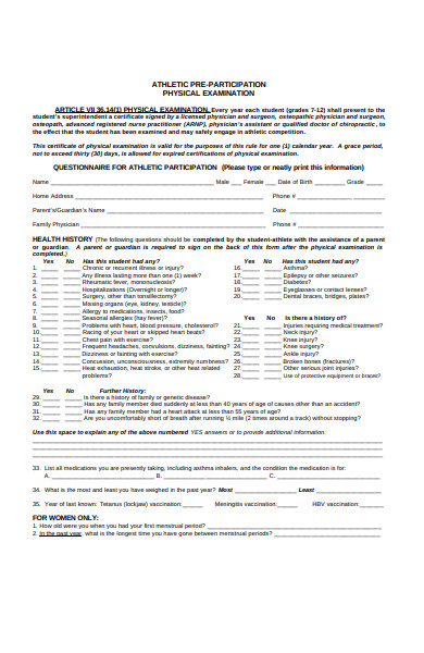 FREE 51+ Physical Forms in PDF | Ms Word (.doc)