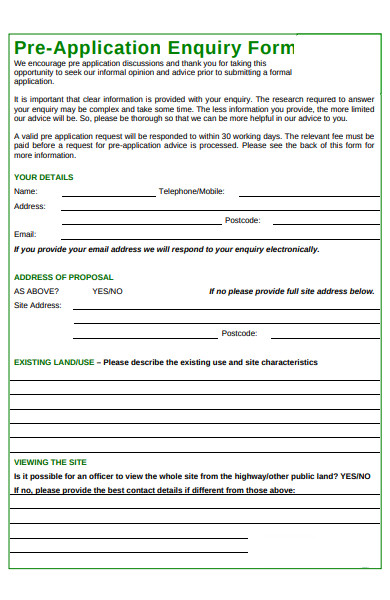 FREE 54+ Enquiry Form Samples, PDF, MS Word, Google Docs