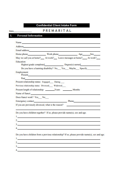 FREE 33+ Premarital Forms in PDF | MS Word (doc.)