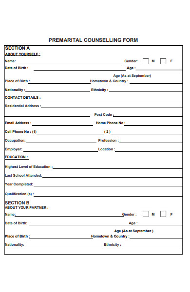 FREE 33+ Premarital Forms in PDF | MS Word (doc.)