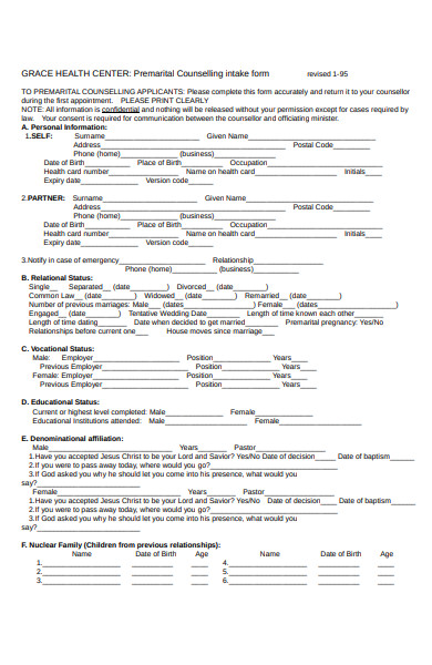 FREE 33+ Premarital Forms in PDF | MS Word (doc.)