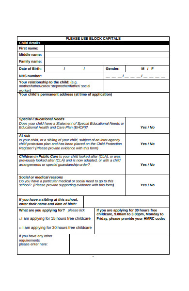 FREE 34+ Nursery Form Samples, PDF, MS Word, Google Docs