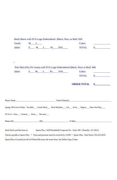 FREE 52+ Apparel Order Forms in PDF | Ms Word | XLS