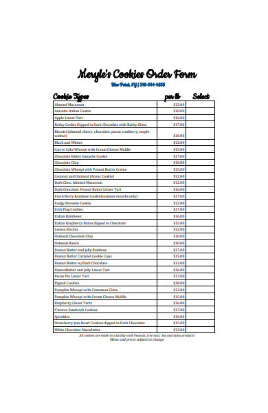 FREE 30+ Cookie Order Forms in PDF | MS Word