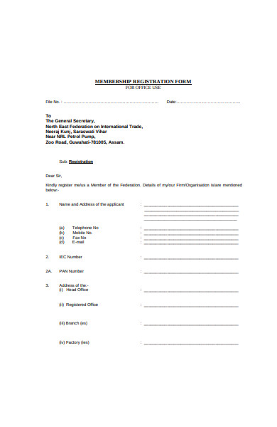FREE 32+ Membership Registration Forms in PDF | MS Word | XLS