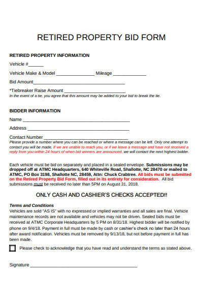 FREE 52+ Bid Forms in PDF | MS Word | XLS