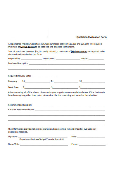 FREE 57+ Quotation Form Samples, PDF, MS Word, Google Docs, Excel